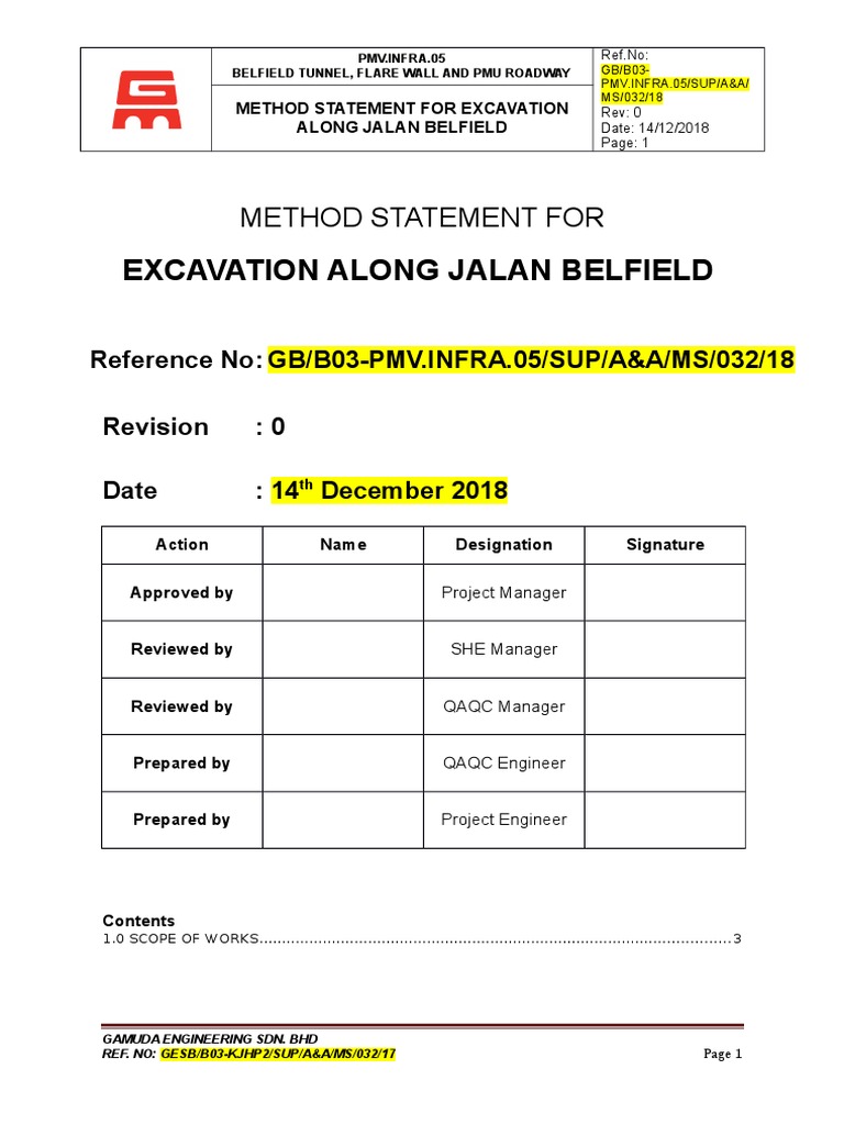Excavation Method Statement for Belfield | PDF | Surface Runoff | Road