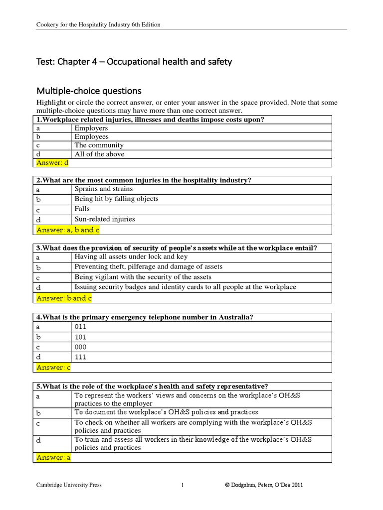 Safety Questions and Answers PDF | PDF | Occupational Safety And Health ...
