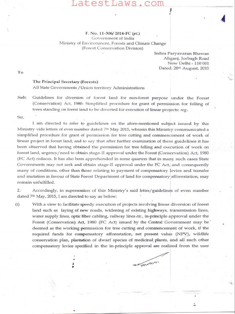 Simplified Procedure For Grant of Permission of Felling Trees Standing ...