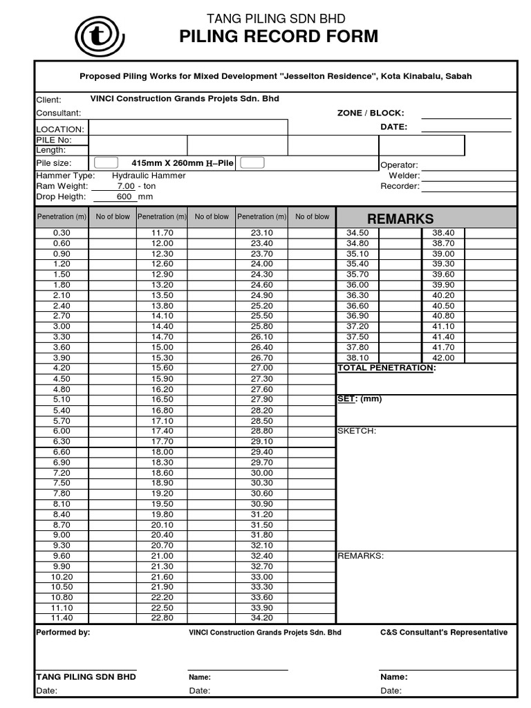 Piling Record Sheet.pdf | Nature