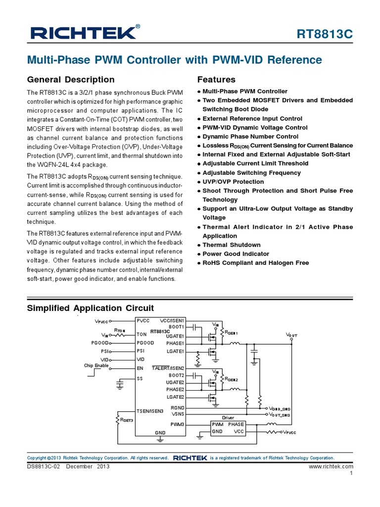 Multi-Phase PWM Controller With PWM-VID Reference: General Description Features | PDF | Mosfet ...