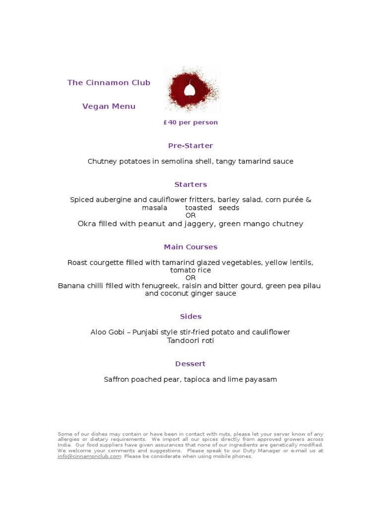 TCC Vegan Menu Aug 2018 | PDF