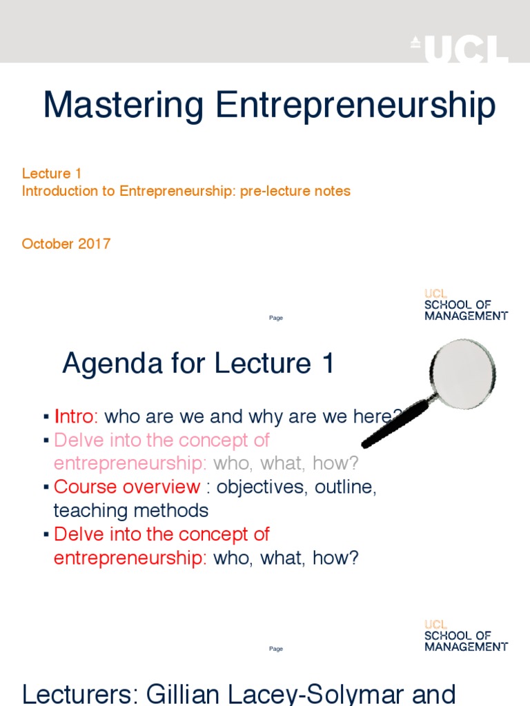 Introduction to Entrepreneurship Course | PDF | Lecture | Entrepreneurship