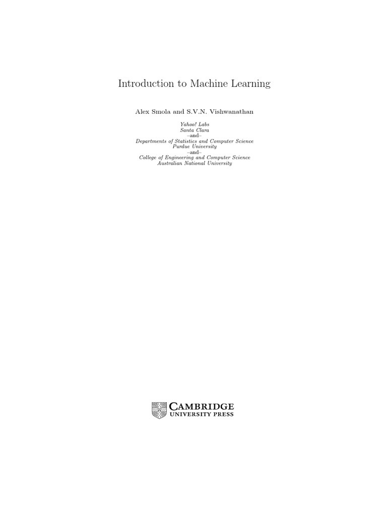 Intro ML PDF | PDF | Machine Learning | Support Vector Machine