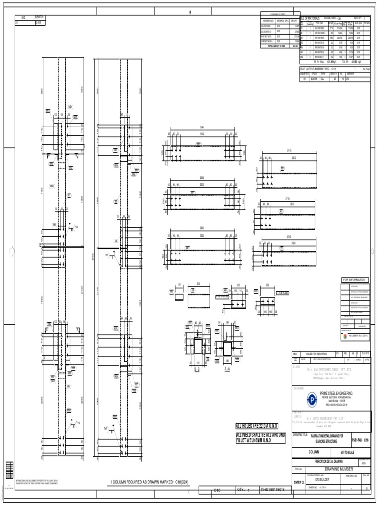 1 Column Required As Drawn Marked-C18 (C24) : Bill of Materials | PDF