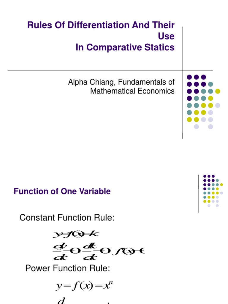 Rules of Differentiation and Their Use in Comparative Statics - Alpha ...
