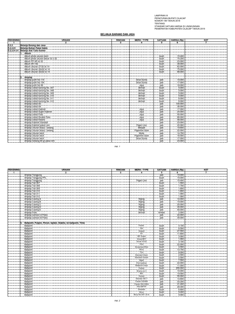 Lamp-3 - SSH - 2019 - Belanja - Barang - Jasa - Kab - Cilacap PDF | PDF