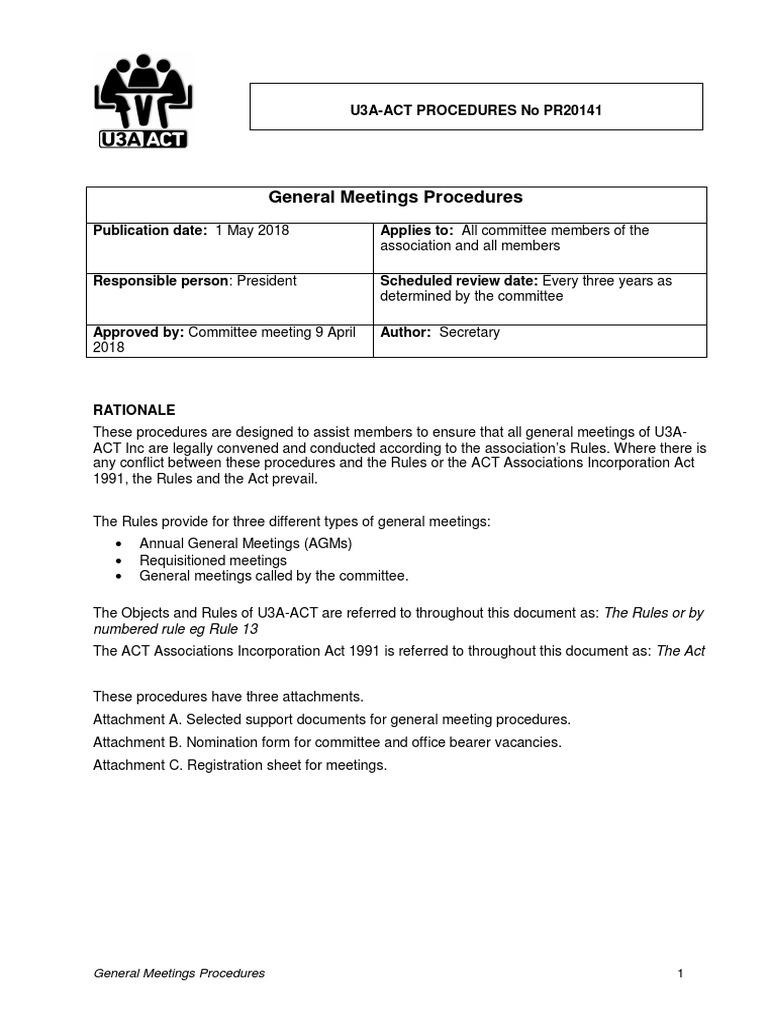 General Meeting Procedures Overview | PDF | Quorum | Committee
