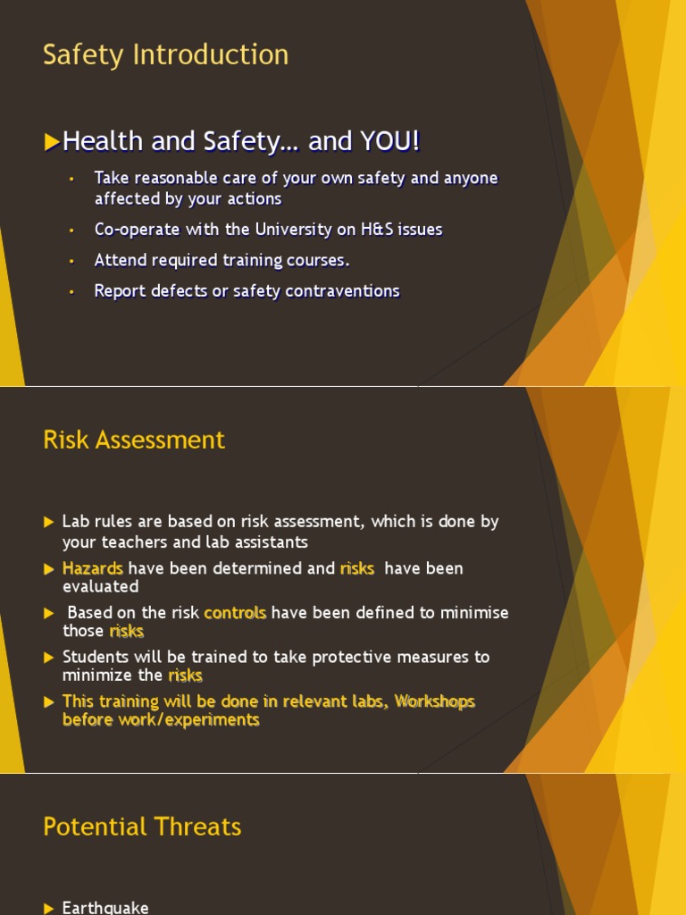 Safety Introduction: Health and Safety and YOU! | PDF | Laboratories | Risk