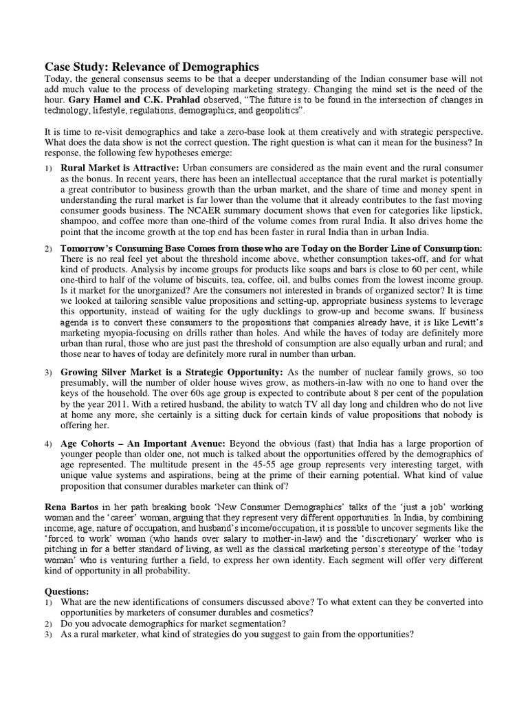 Case Study: Relevance of Demographics | PDF | Marketing | Economies