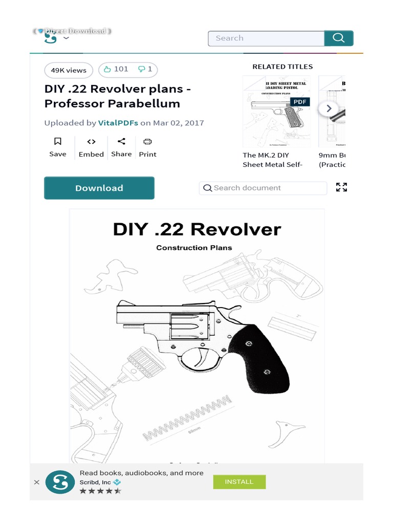 Diy 22 Revolver Plans Professor Parabellum | PDF