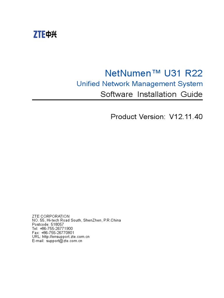 NetNumen U31 Unified Element Management System Software Installation Guide | PDF | Operating ...