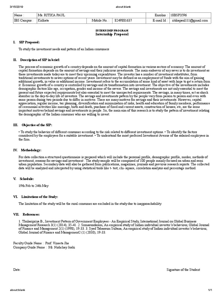 Sip Proposal Report | PDF | Saving | Investing