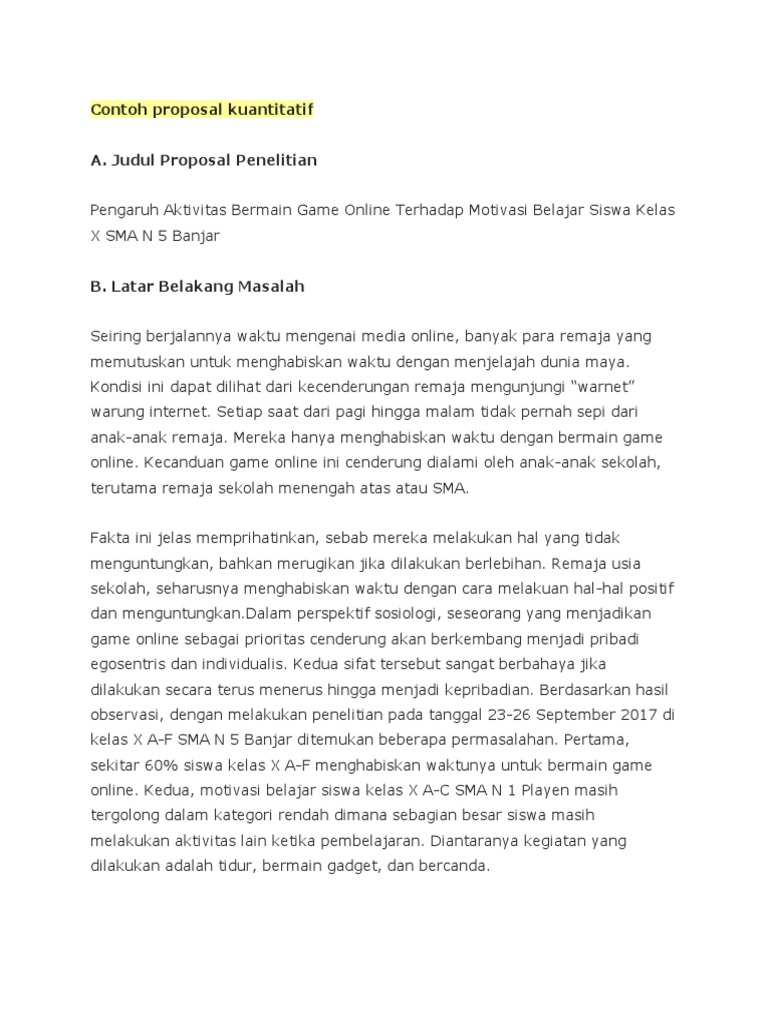 Contoh Proposal Kuantitatif | PDF