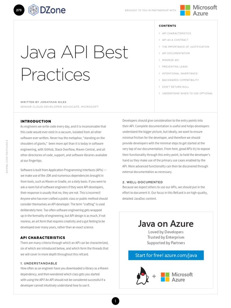 Java API Best Practices | PDF | Application Programming Interface | Java (Programming Language)