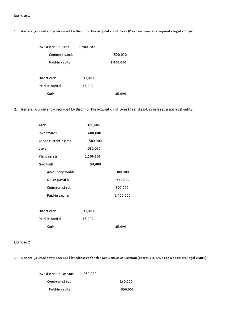BusCom Exercises Answer | PDF | Goodwill (Accounting) | Balance Sheet