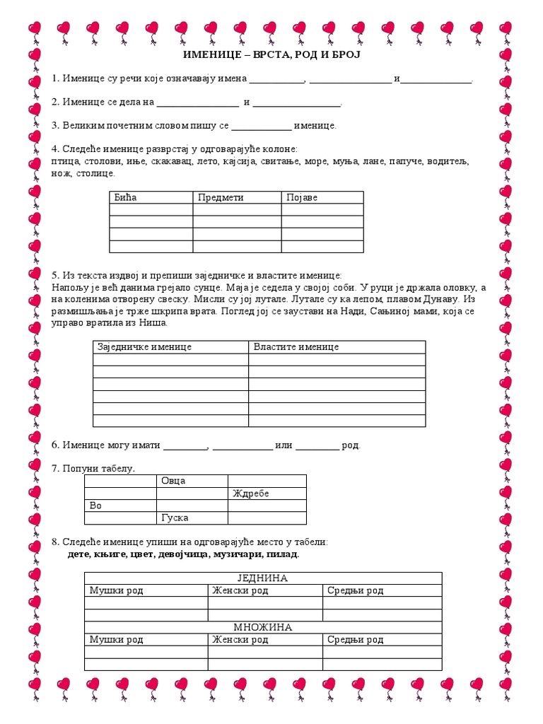 Imenice Vrsta Rod I Broj | PDF