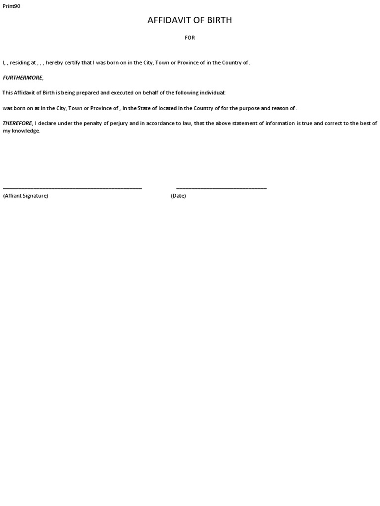 Affidavit of Birth | PDF