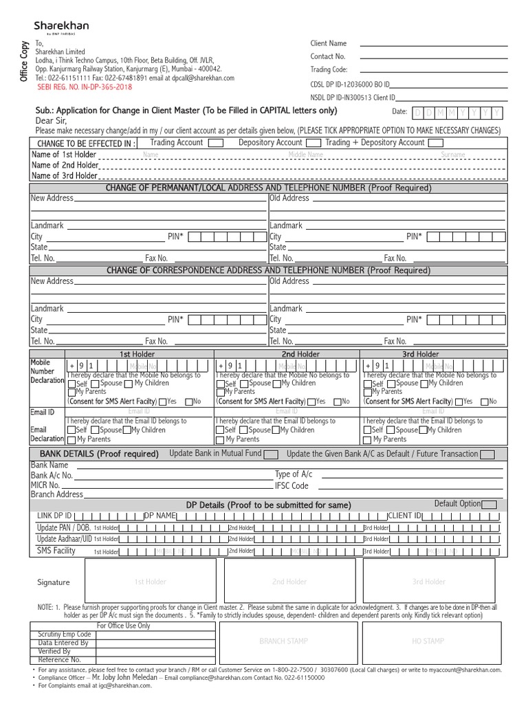 CDSL Account Modification With Trading | PDF | Telecommunications ...