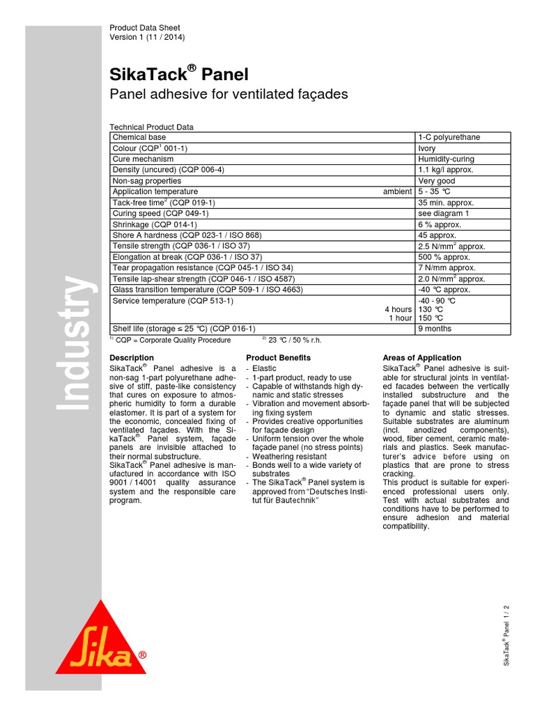 Sikatack Panel: Panel Adhesive For Ventilated Façades | PDF | Adhesive ...