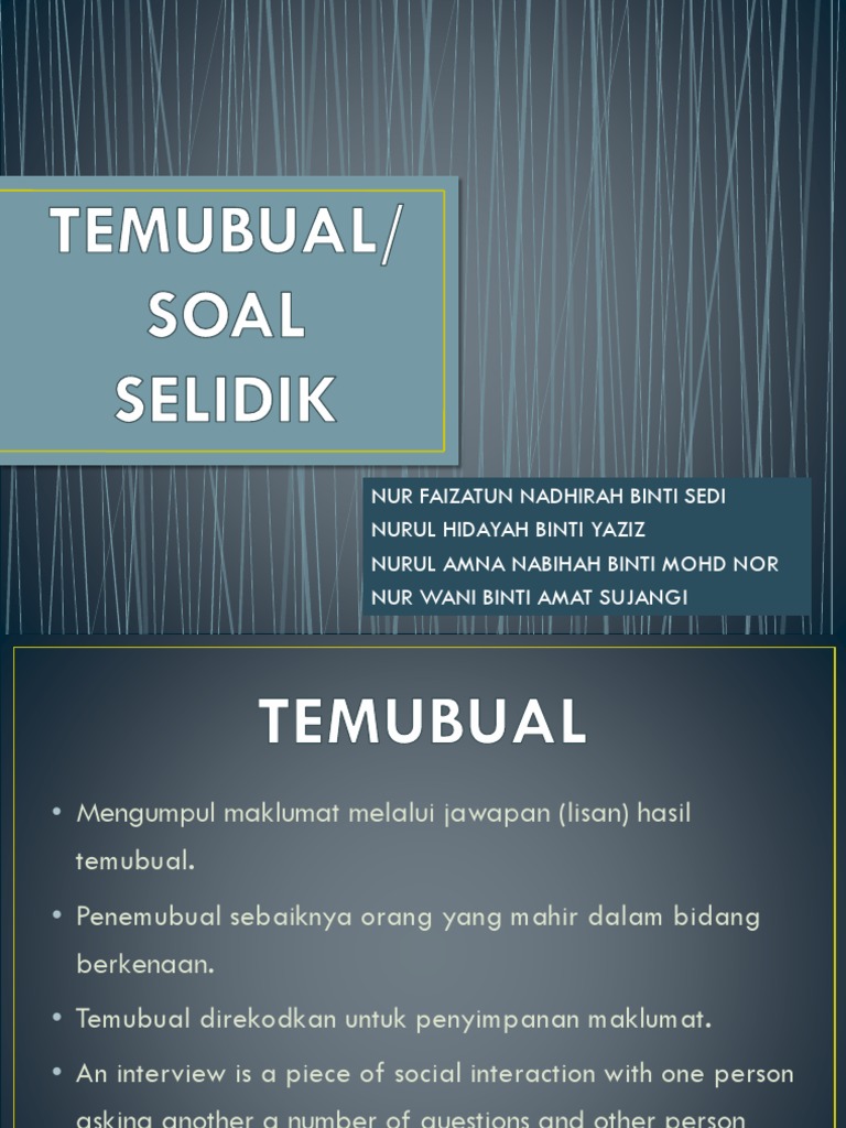 Kaedah Temu Bual Dan Soal Selidik | PDF