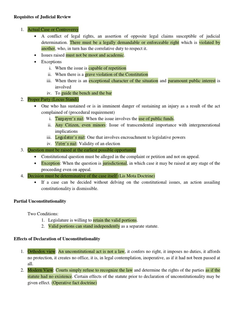 Requisites for Judicial Review Explained | PDF | Constitutionality ...