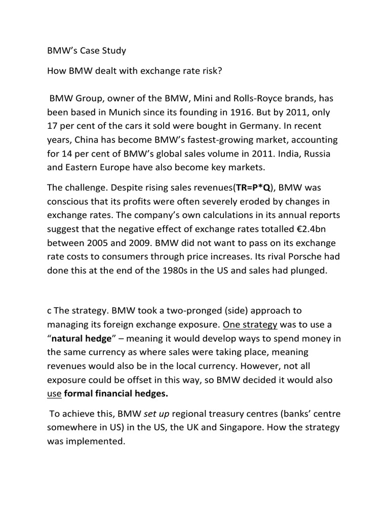 BMW Case Study | PDF | Hedge (Finance) | Bmw