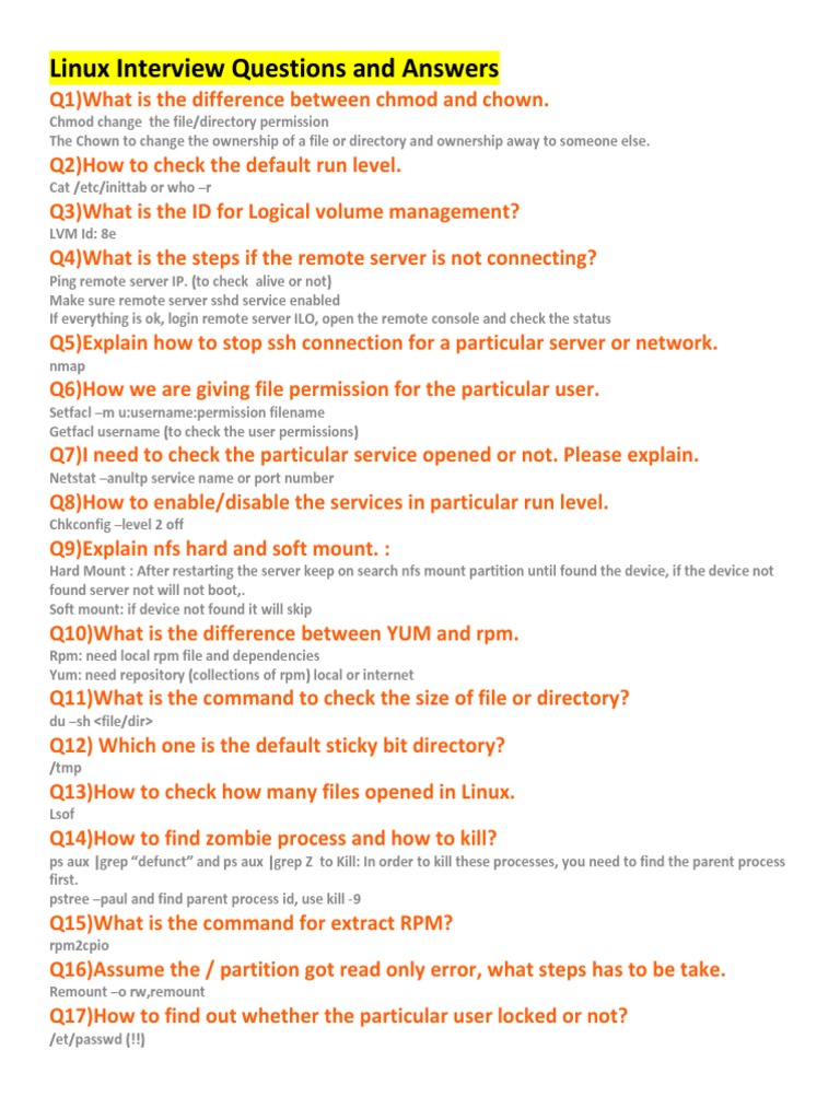 Linux Interview Questions and Answers | PDF | File System | Apache Http ...