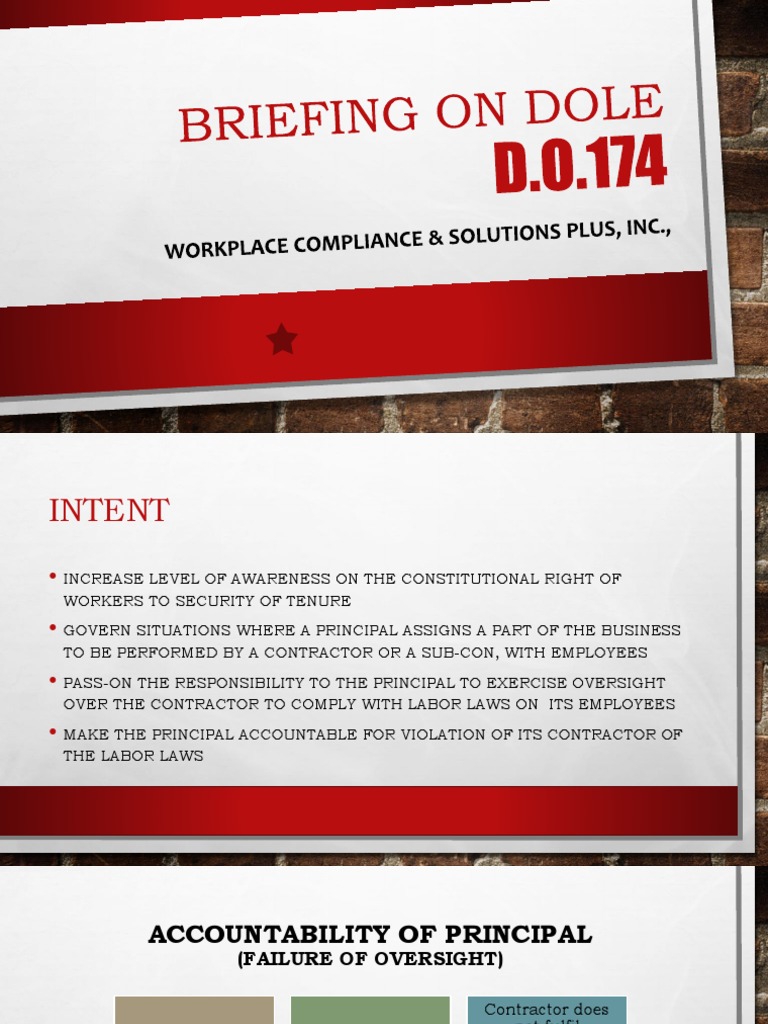DOLE DO 174 For Contractors | PDF | United States Labor Law | Employment