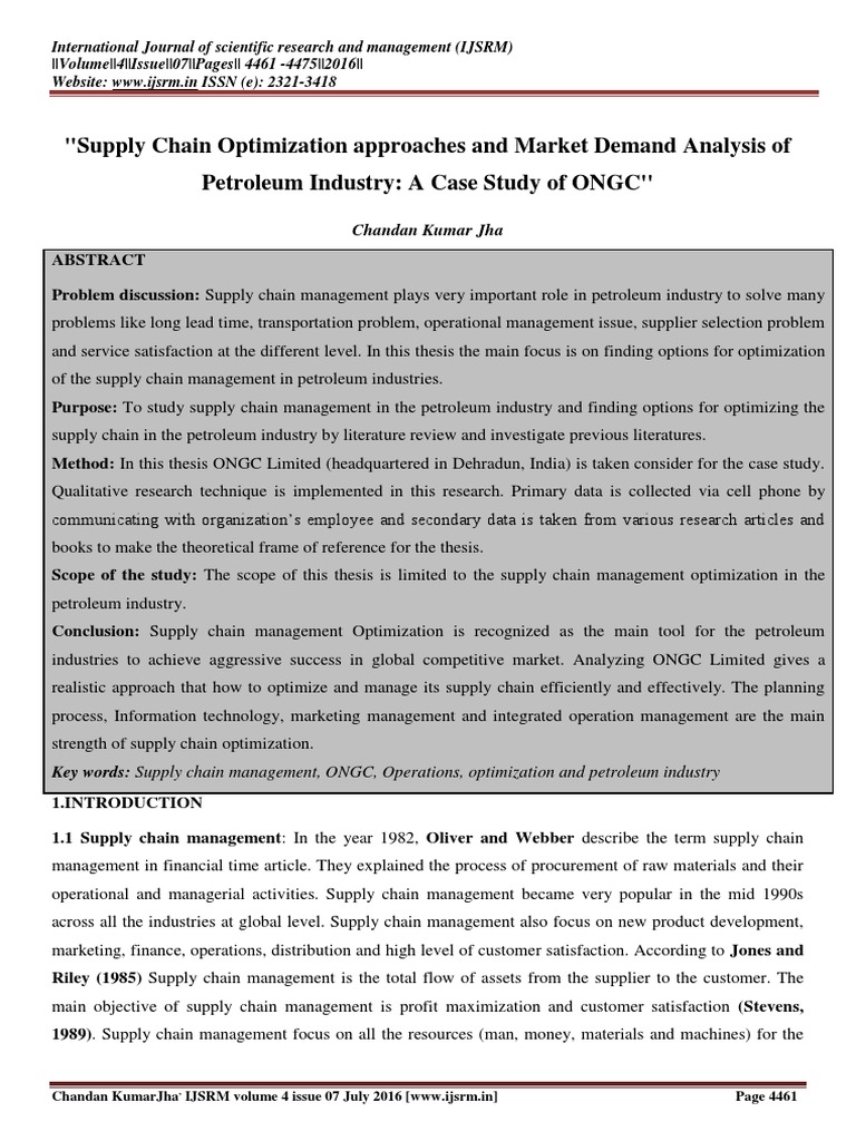 "Supply Chain Optimization Approaches and Market Demand Analysis of Petroleum Industry: A Case ...
