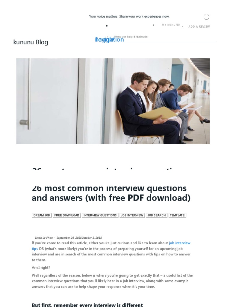 26 Most Common Interview Questions and Answers (With Free PDF Download ...