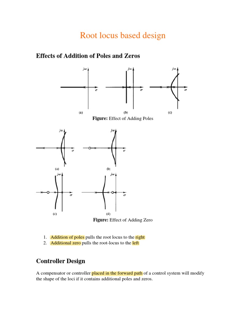Root Locus Based Design: Effects of Addition of Poles and Zeros | Download Free PDF | Control ...
