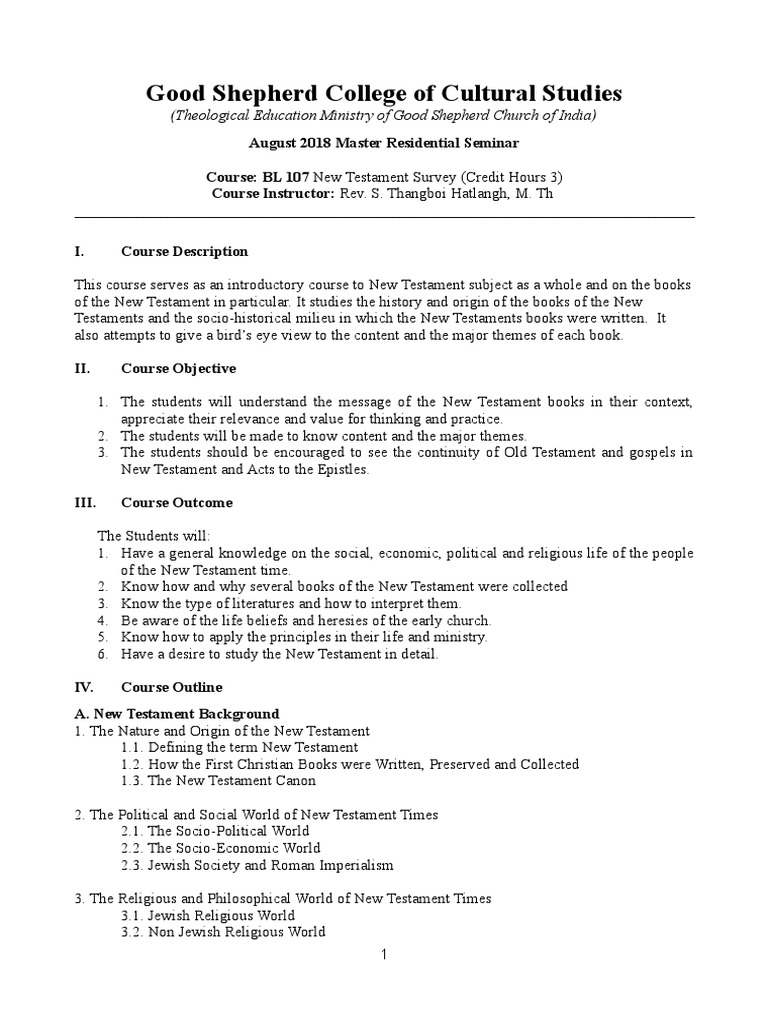 New Testament Survey (D) | PDF | New Testament | Religious Texts