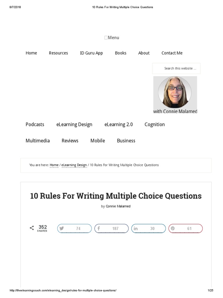 10 Rules For Writing Multiple Choice Questions PDF | PDF | Multiple ...