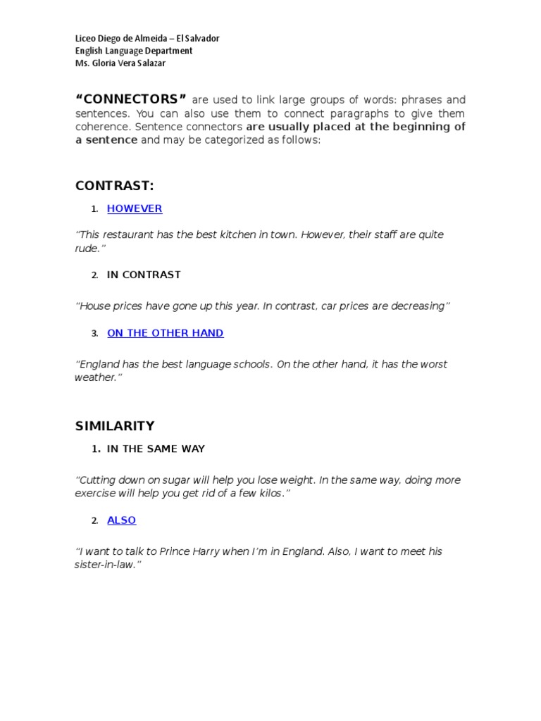 Guia 3 Connectors Pdf Linguistics