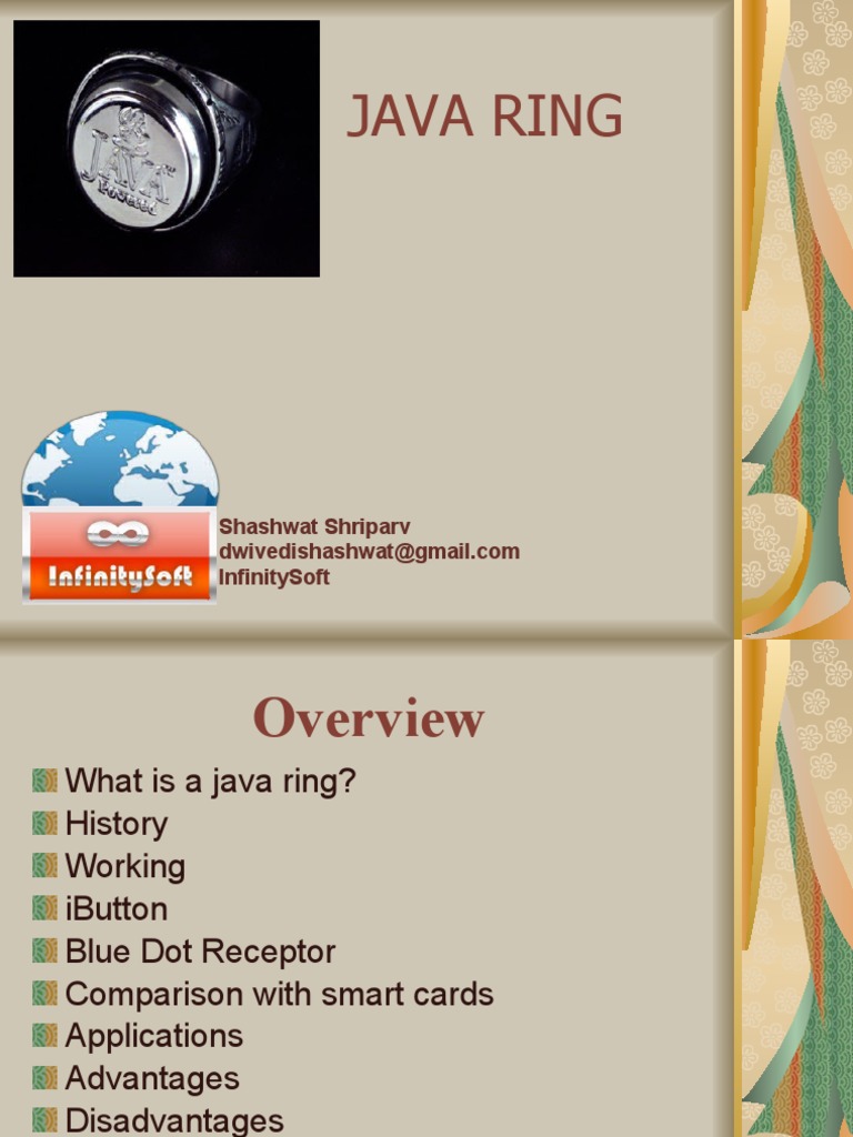 Java Ring: Shashwat Shriparv Infinitysoft | PDF | Java (Programming Language) | Smart Card