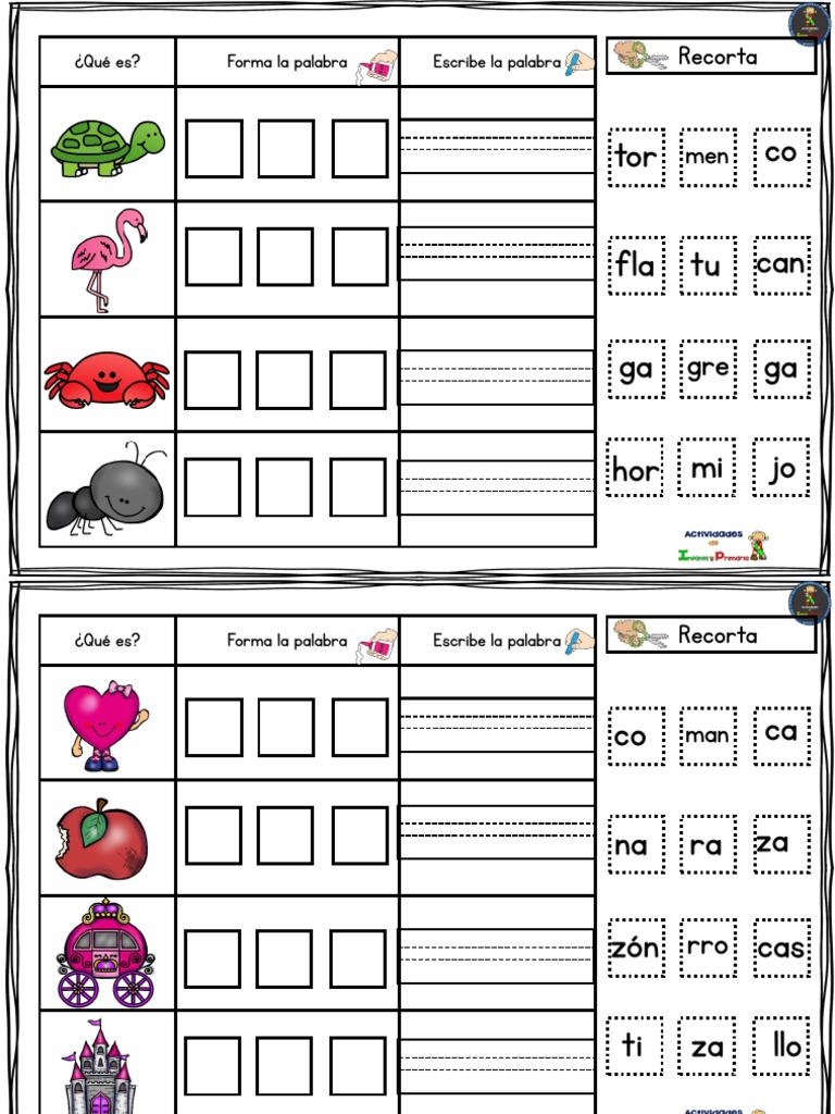 Fichas para Trabajar Las Palabras de Tres Sílabas PDF | PDF
