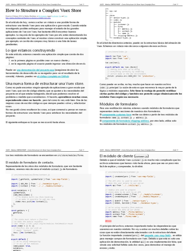 VUEX - Markus OBERLEHNER - Como Estructurar Un Store Vuex Complejo | PDF | Desarrollo de ...