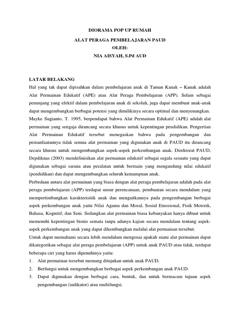 Diorama Pop Up Rumah | PDF