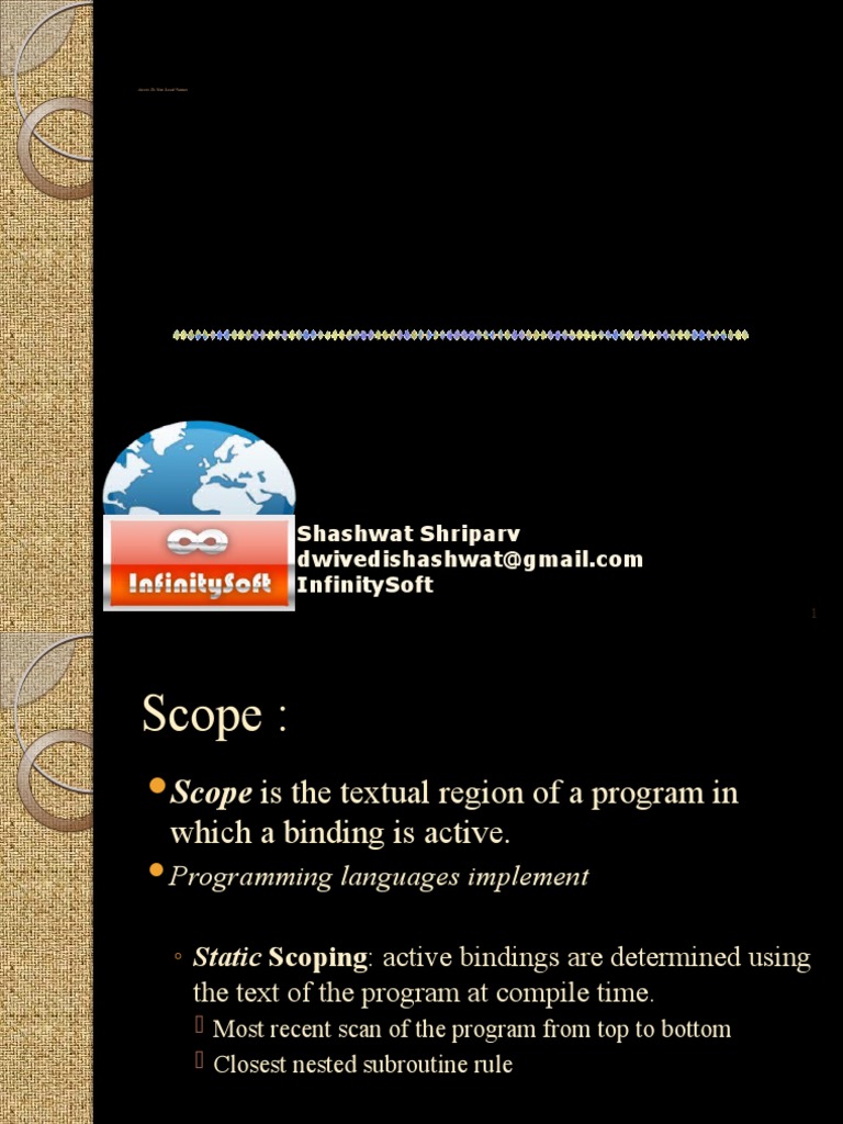 Shashwat Shriparv Infinitysoft: Access To Non Local Names | PDF | Scope (Computer Science ...