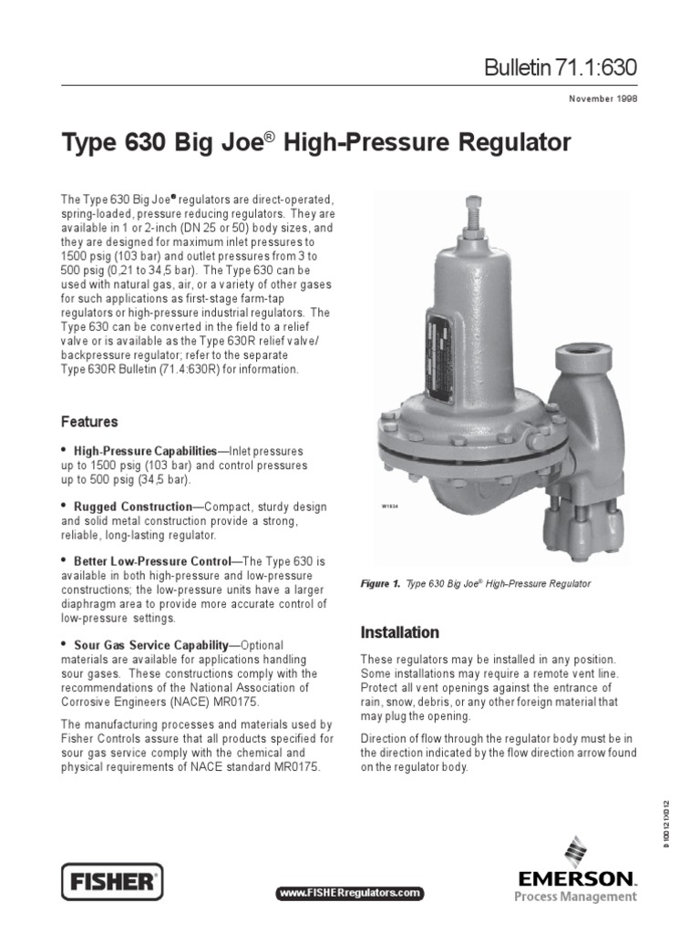 Fisher Big Joe Type 630 Regulator Guide | PDF
