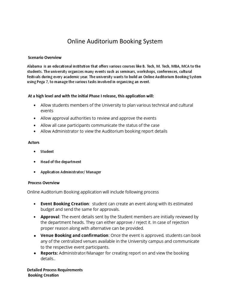 Online Auditorium Booking System Overview | PDF | University | Computing