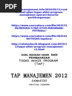 Contoh Soal TAP Manajemen UT | PDF | Bisnis | Teknologi & Rekayasa