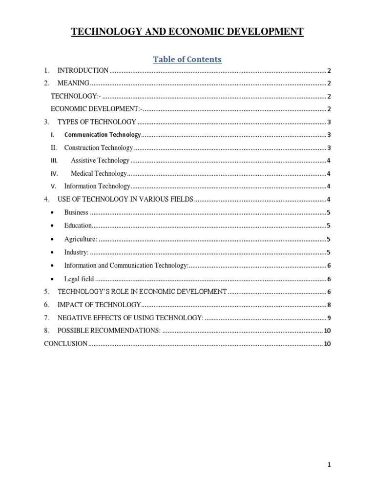 Technology And Economic Development Pdf Economic Growth Economies