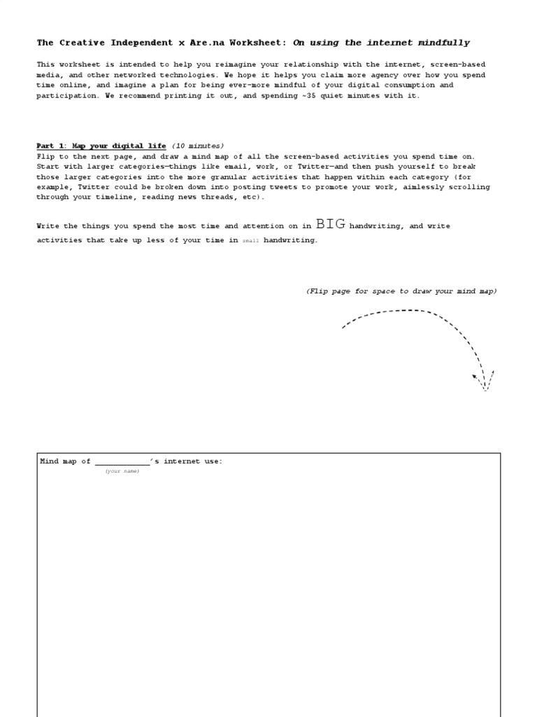 (TCI CMS Worksheet) How Do You Use The Internet Mindfully | PDF ...