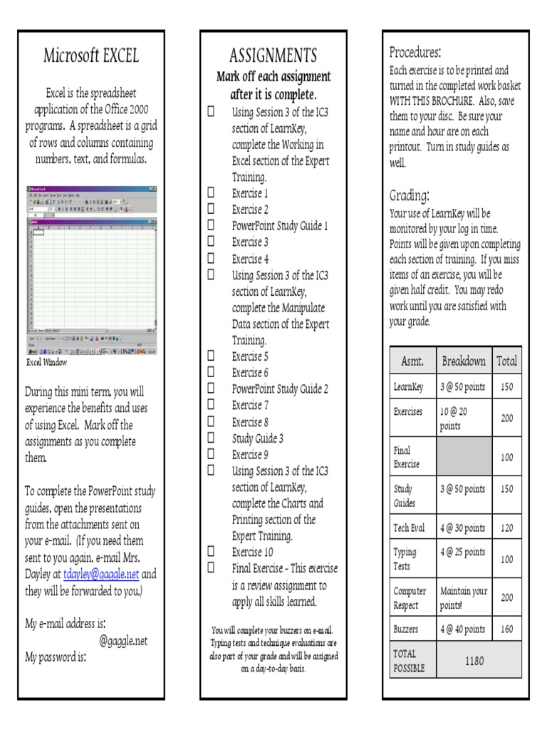 Excel Assignment Brochure | PDF | Microsoft Excel | Application Software