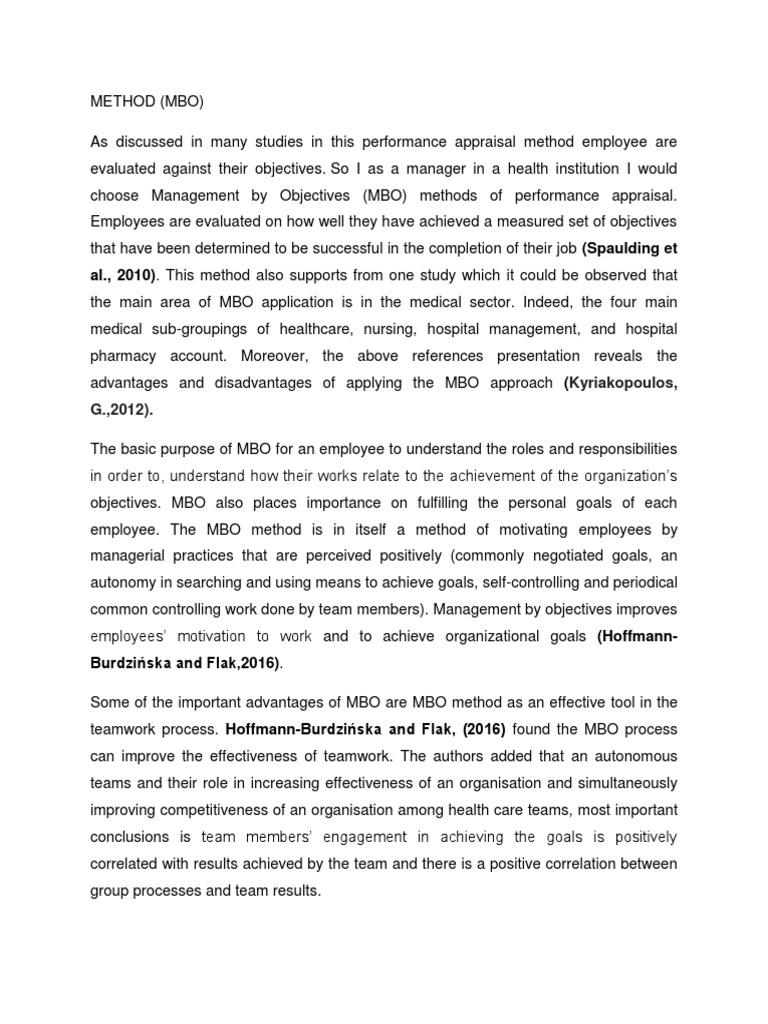 MBO | Download Free PDF | Goal | Performance Appraisal