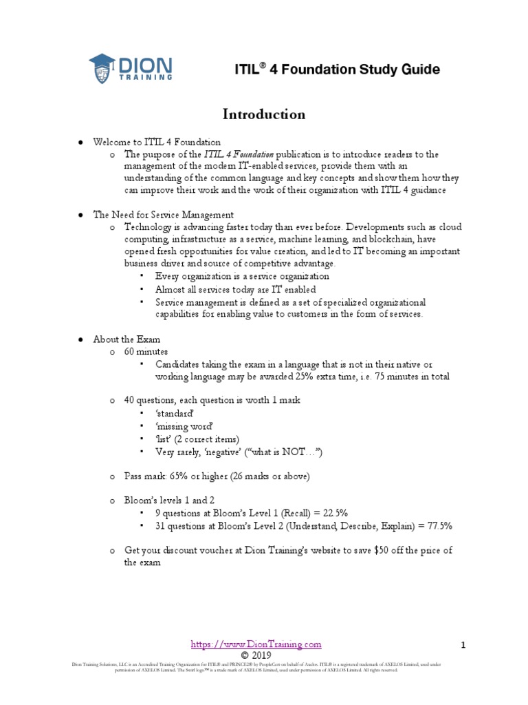 Study Guide ITIL 4 Foundation PDF | PDF | Itil | Supply Chain