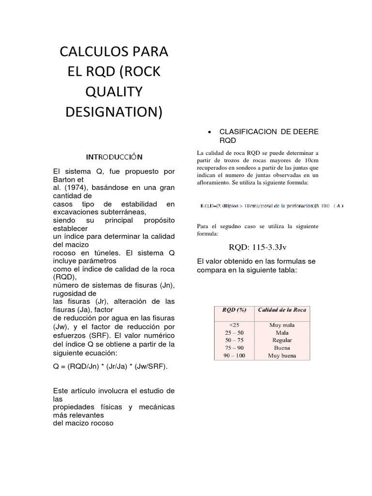Cálculo y Clasificación del RQD | PDF | Física | Ciencias fisicas