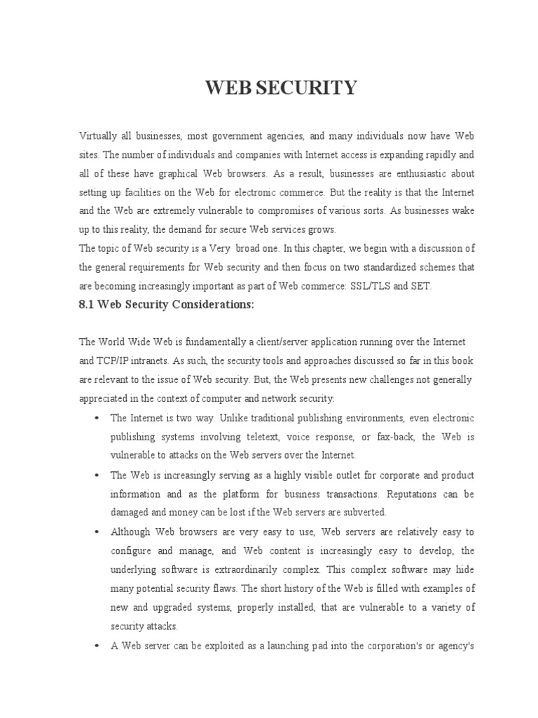 8.1 Web Security Considerations | PDF | Transport Layer Security | Internet Protocol Suite